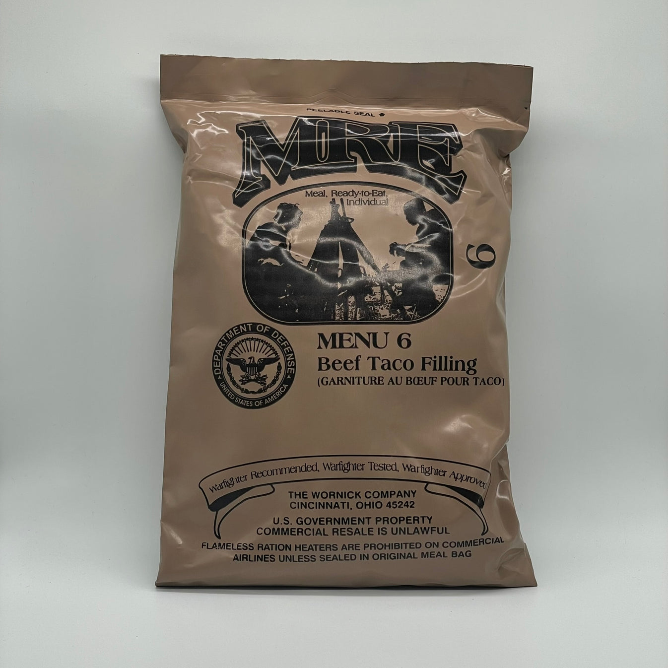 USA MRE Military Meal-Ready-to-Eat ration (Menu 6: Beef Taco Filling ...